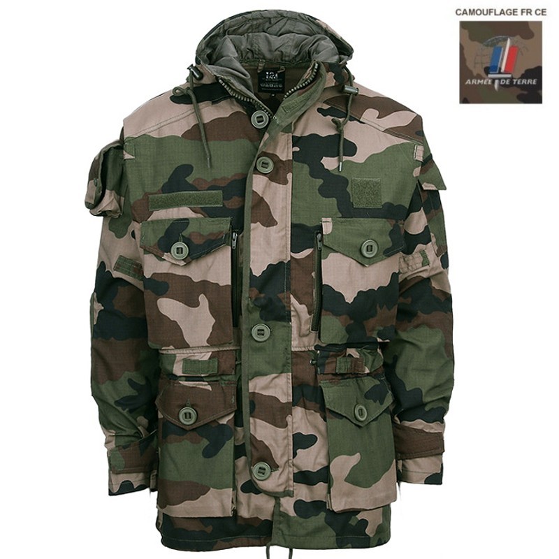 Veste Commando camo Armée Française (multi-poches + capuche)